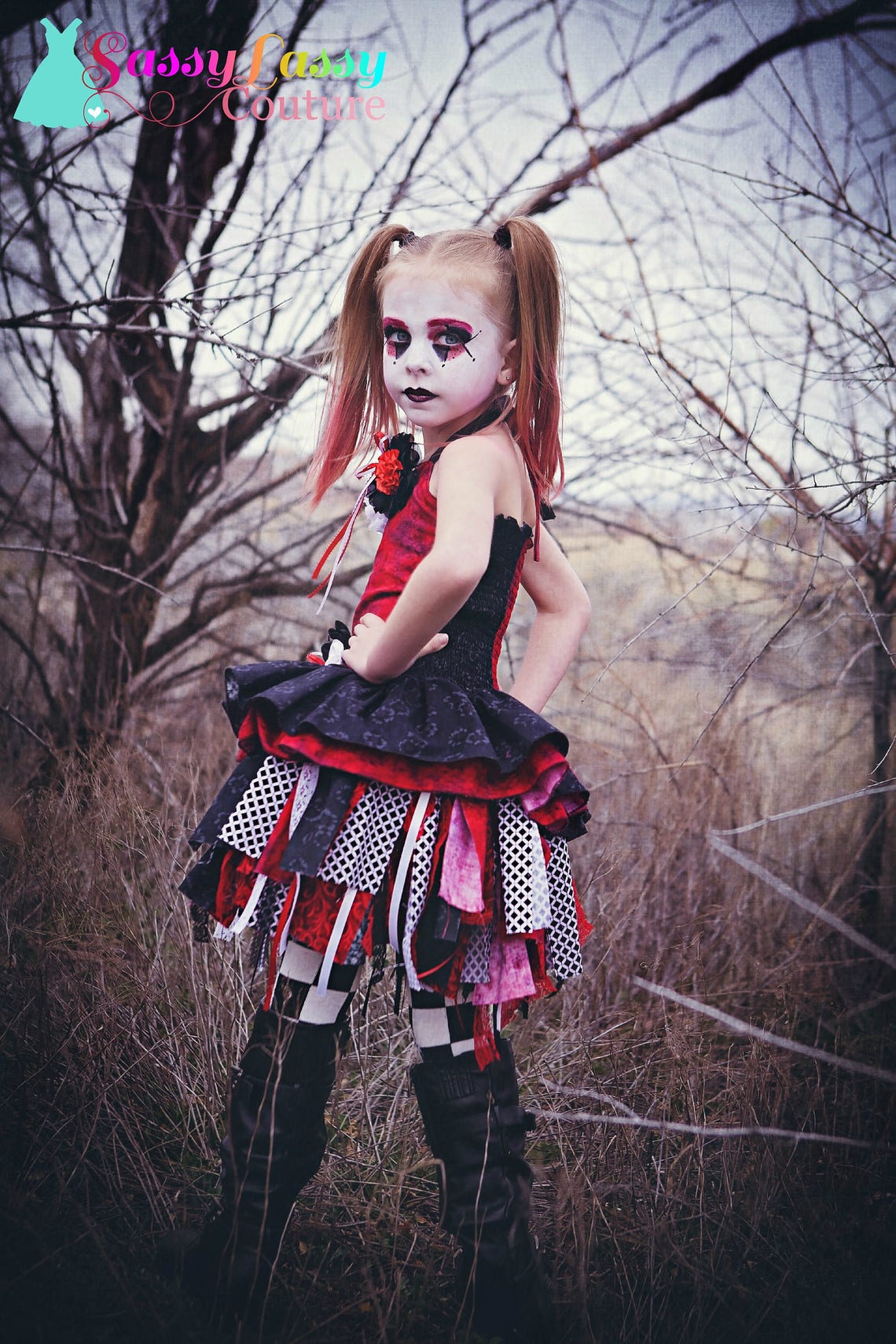 Harley Quinn Harlequin Goth Fairy Costume Queen of Hearts - Etsy