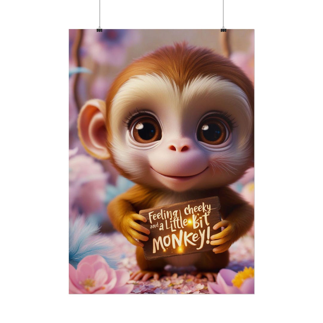 Cheeky Monkey Rolled Poster Fun Wall Art for Kids & Animal Lovers ...