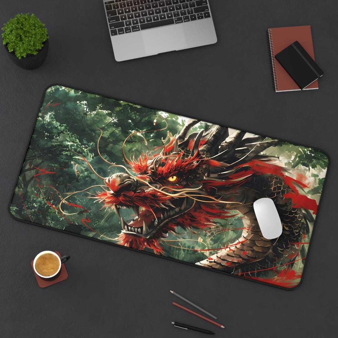 Chinese Dragon Desk Mat, Gaming Mouse Pad, Office Desk Accessory ...