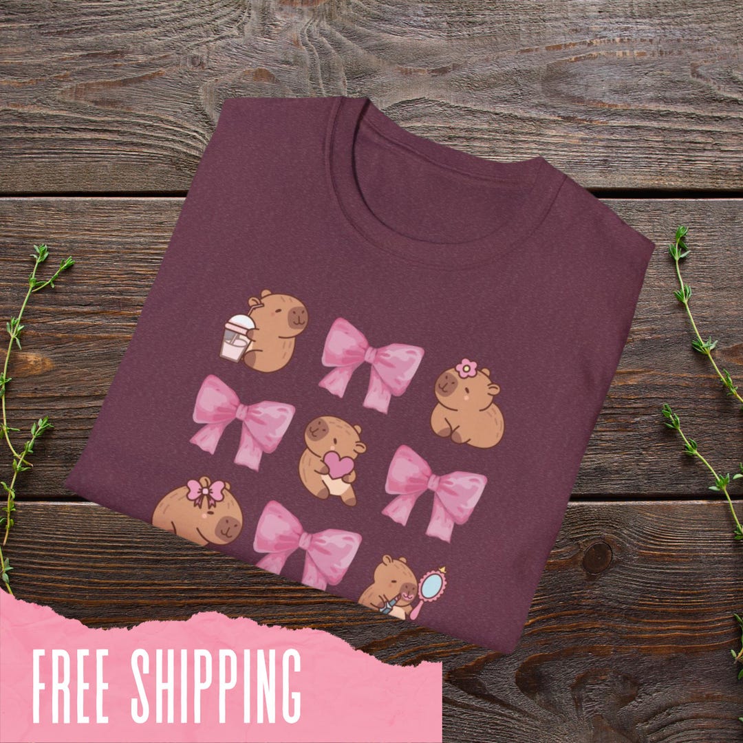 Cute Capybara Coquette Styled Graphic Tee - Just a Girl Who Loves ...