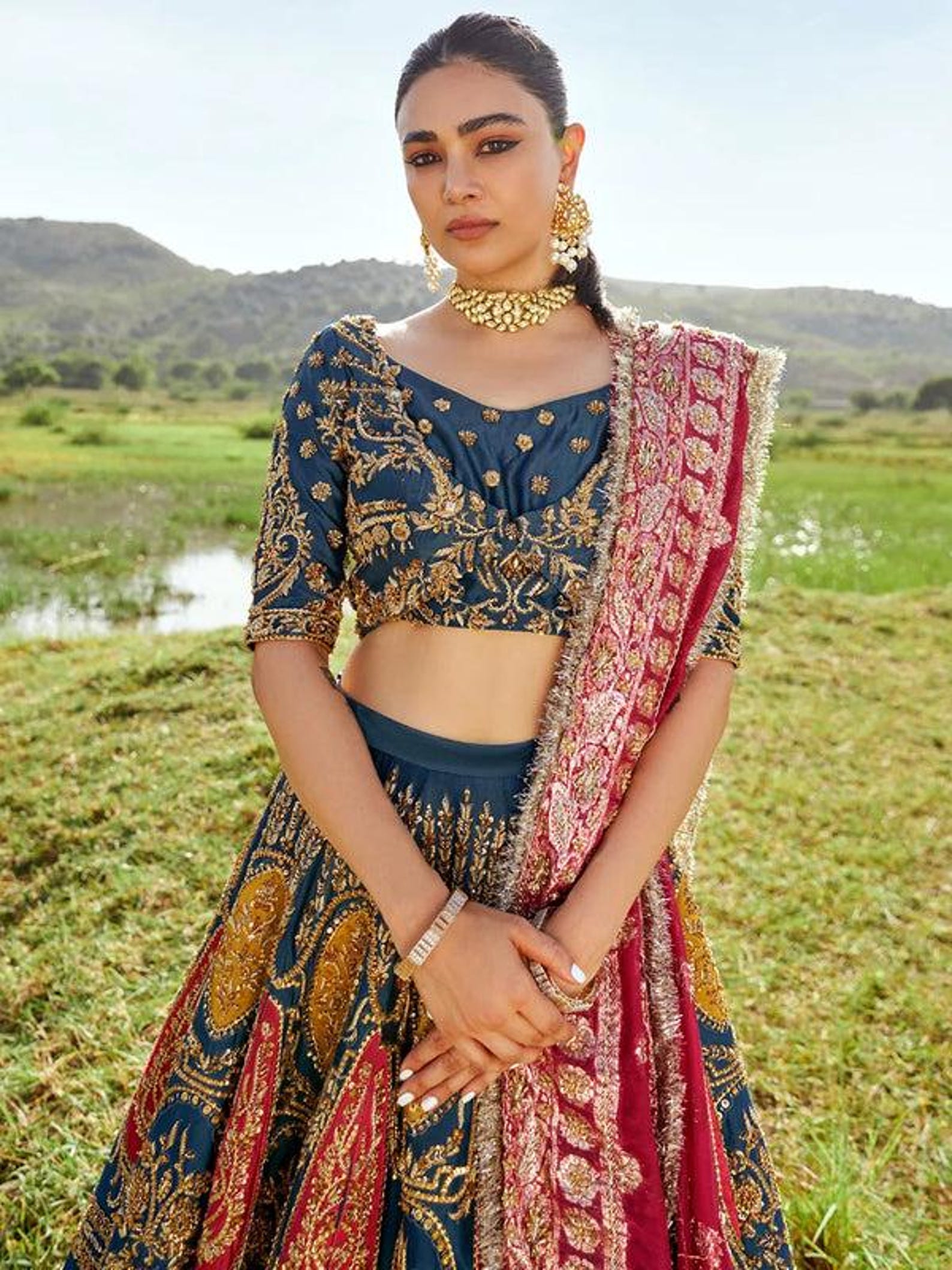 Pakistani Indian Bridal Formal Dresses Blue Lehenga Maxi Style Wedding ...