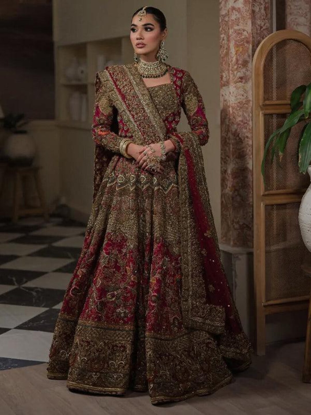 Hot Pink Pakistani Bridal Lehenga Wedding Dress Maxi Style Indian ...