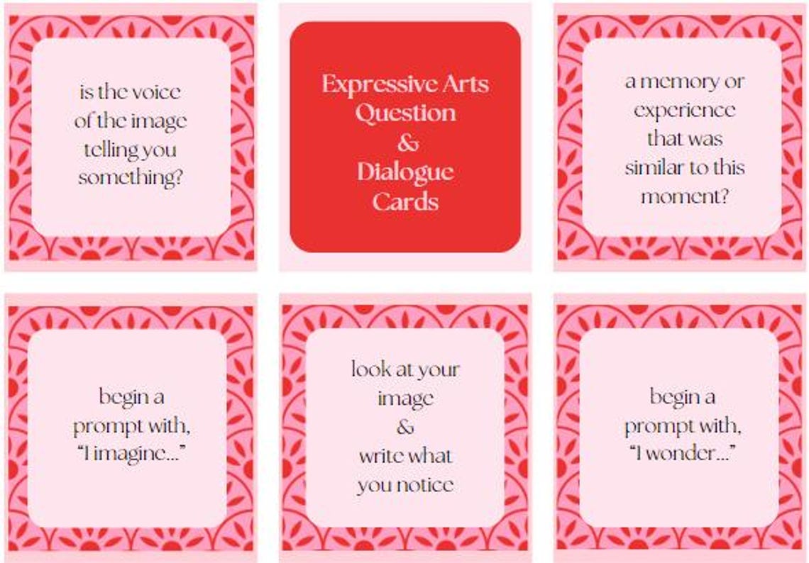 30 Expressive Arts Therapy Cards, PDF Questions and Dialogue Cards ...