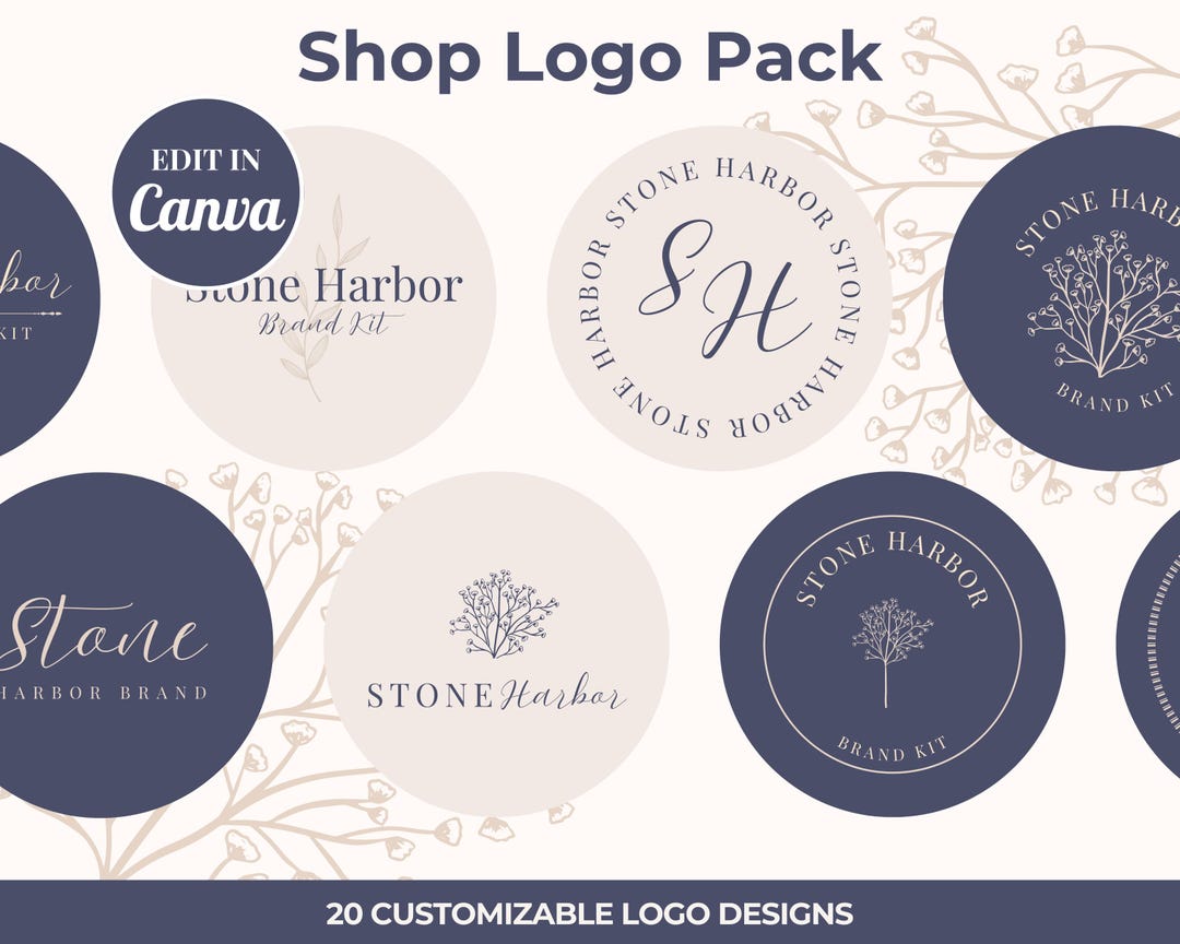 Editable Logo 20 Designs With Navy Blue Coastal Aesthetic 20 Matching ...