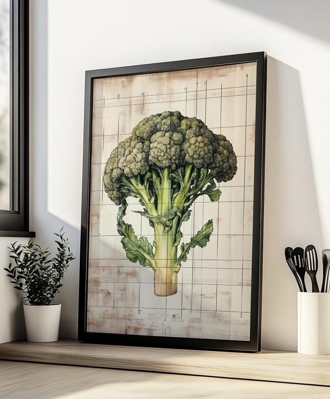 Davinci Veggies broccoli Inspired by Renaissance Blueprint Painting ...
