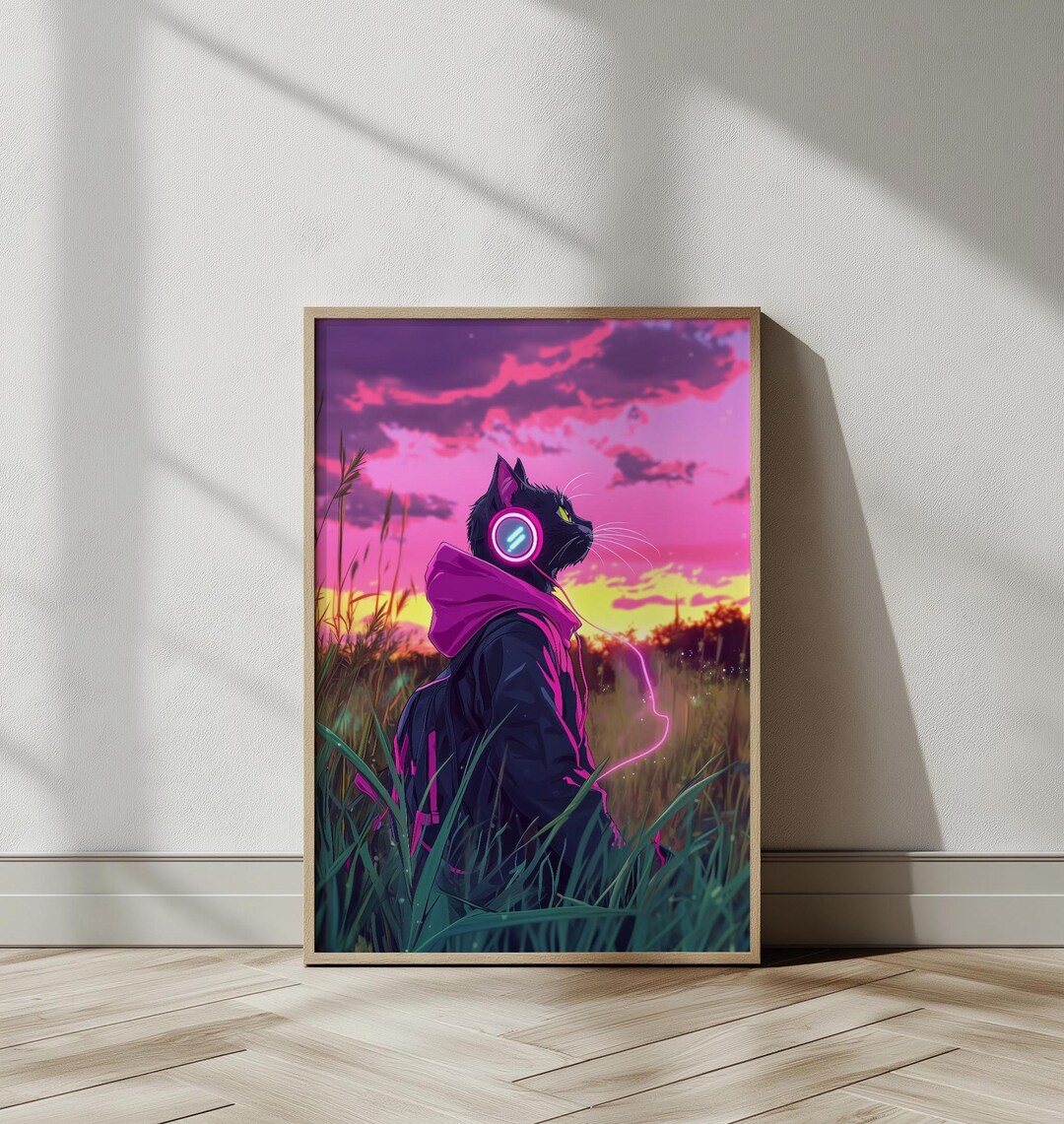 Cyber (lofi Cat) | Modern Art Print | Printable Wall Art | Digital ...