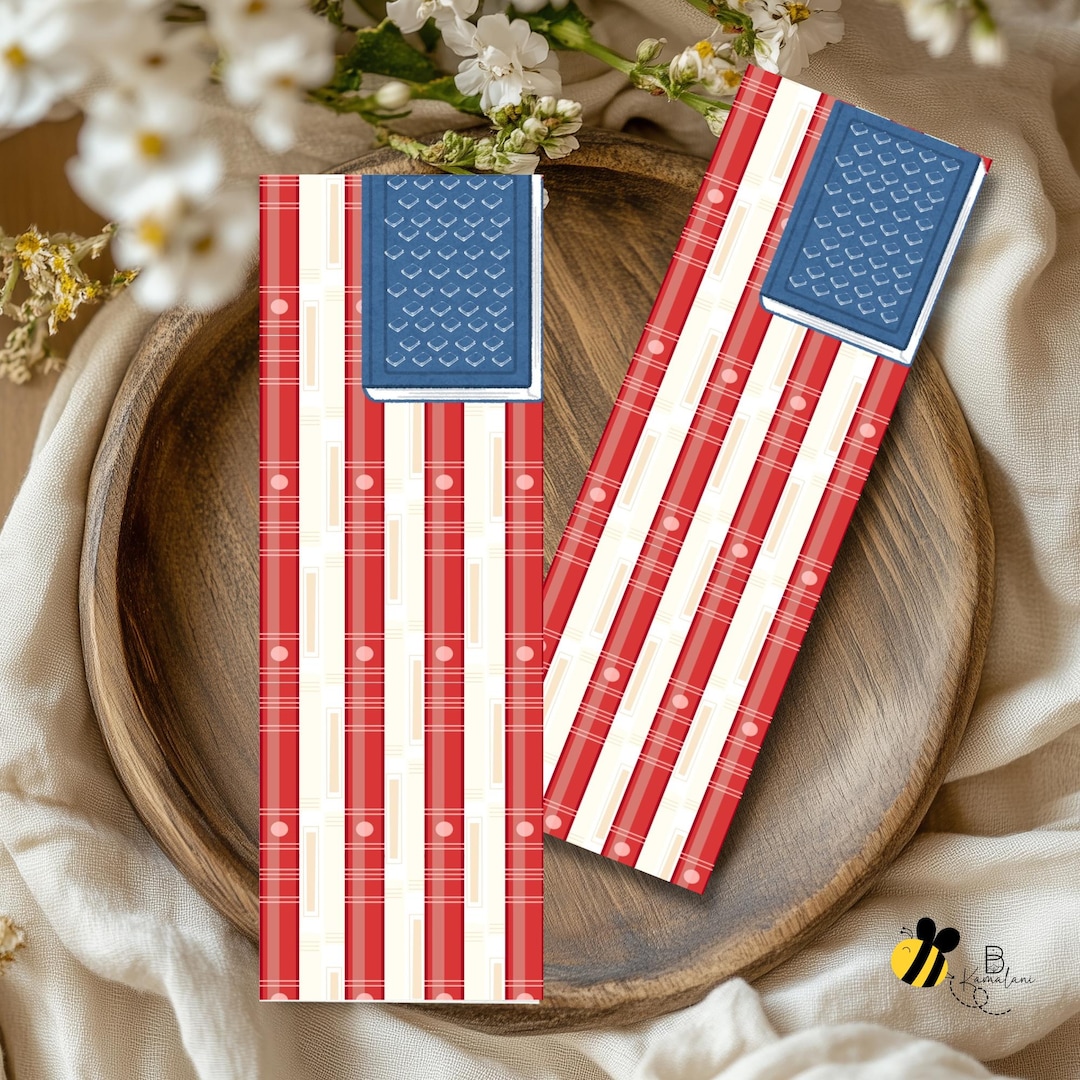 Book American Flag Bookmark | Printable Digital Download | Independence ...
