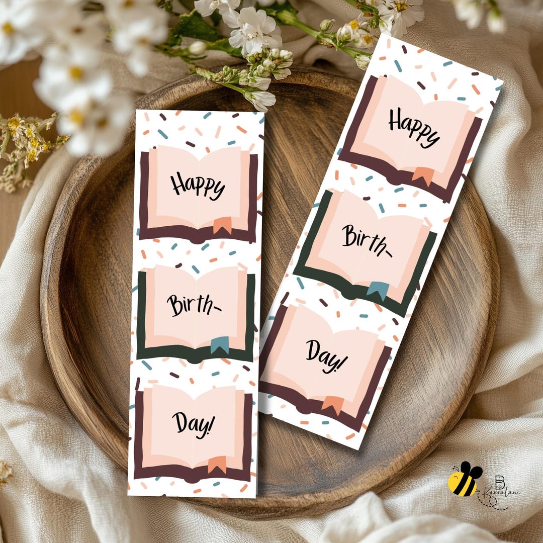 Happy Birthday Book Bookmark | Printable Digital Download | Bookish ...
