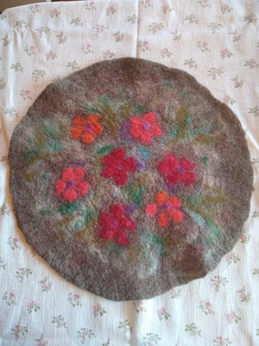 Brown Needle Felted Tablecloth Flower Coaster Doily, Two-sided - Etsy