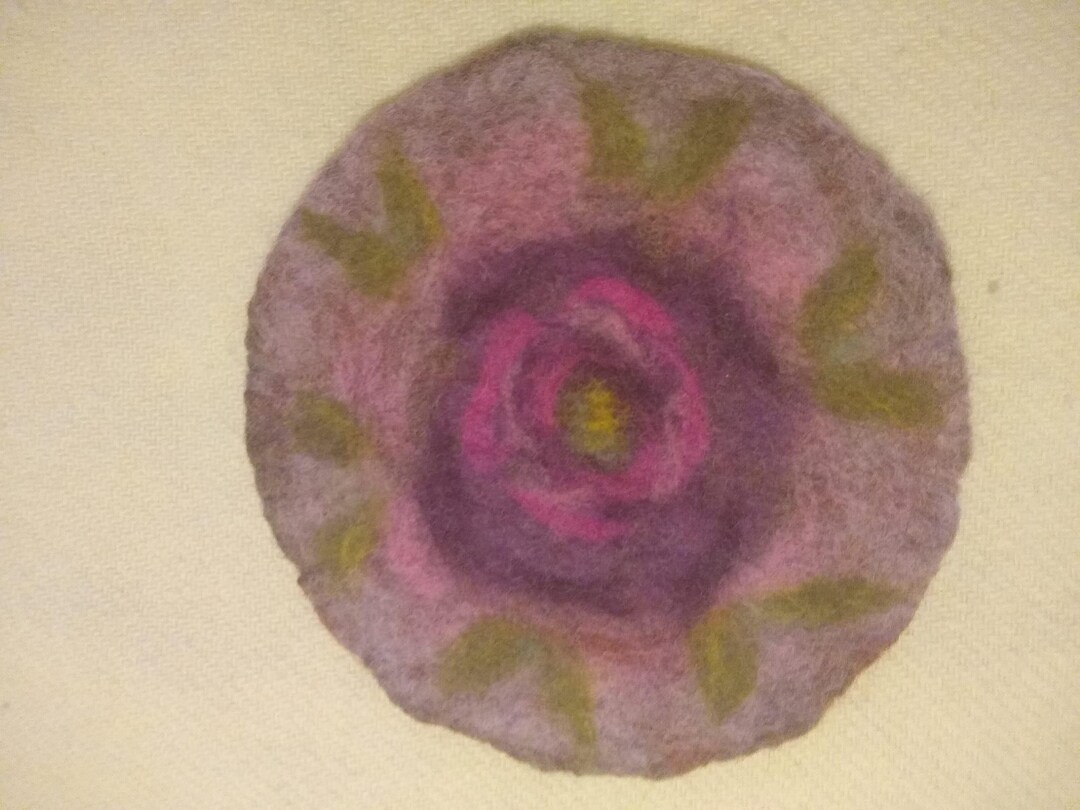 Pink-purple-green Needle Felted Coaster Doily, One-sided - Etsy