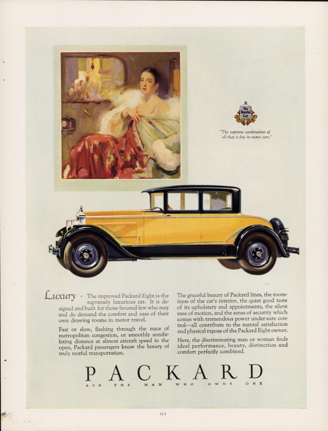 1927 Packard Eight 600 Dpi DIGITAL DOWNLOAD of Antique Print Ad - March ...