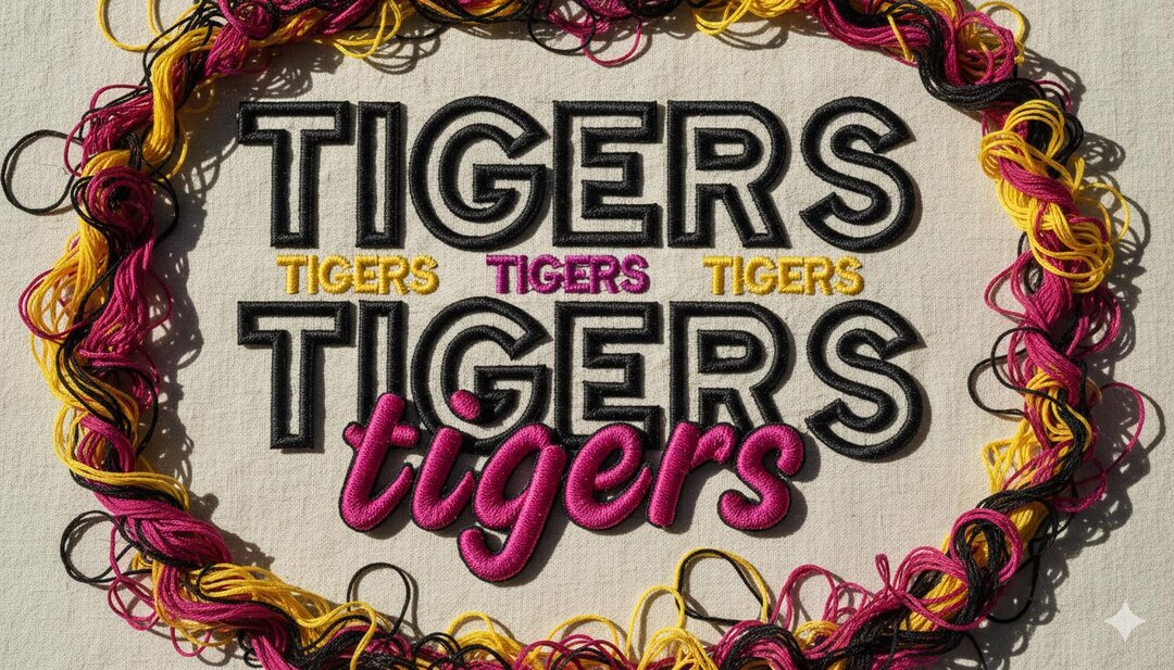 Tigers Embroidery Font Design, Sports Mascot Machine File, Digital ...