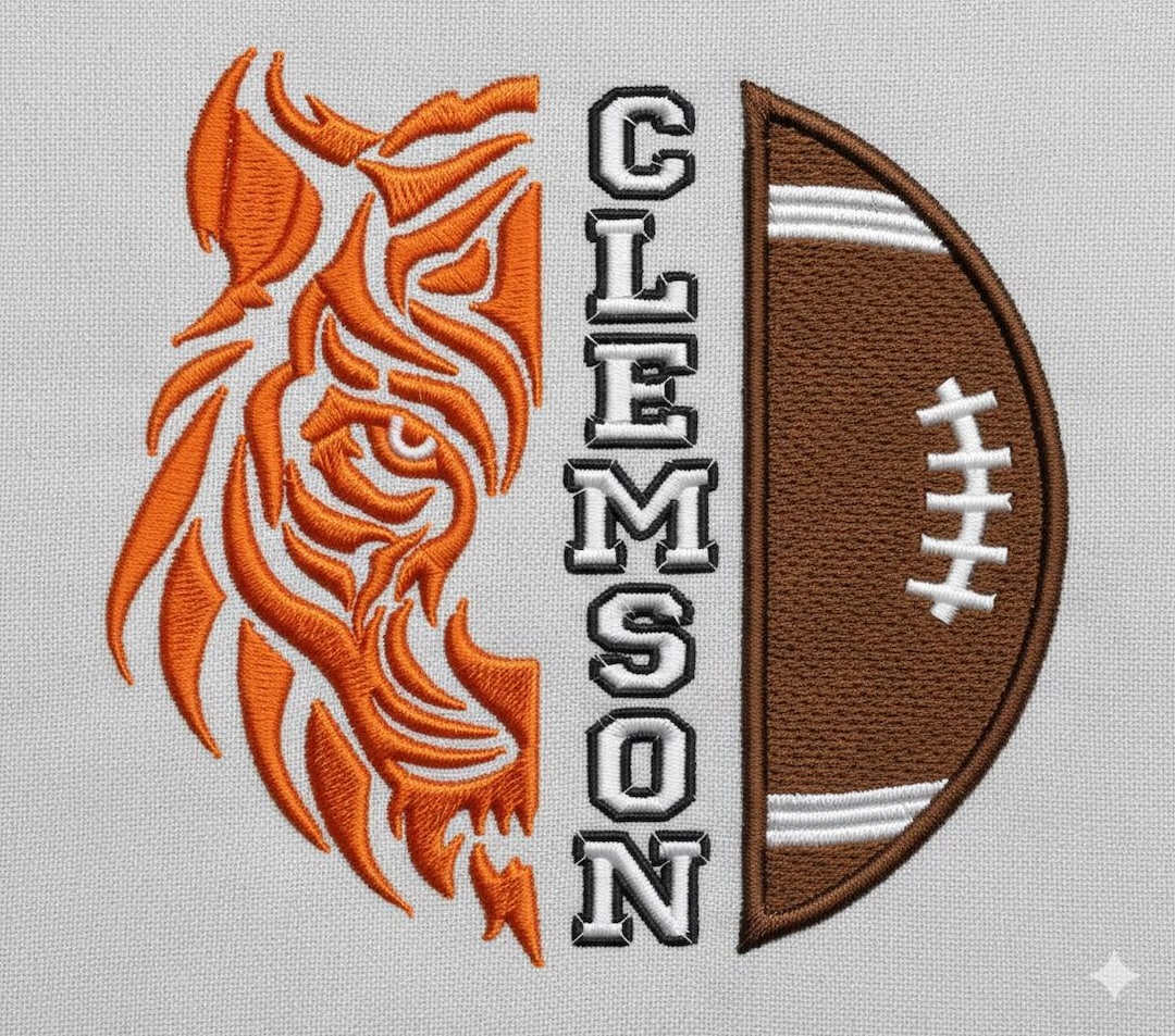 Clemson Tiger Football Embroidery Design,clemson Tiger Football Machine ...