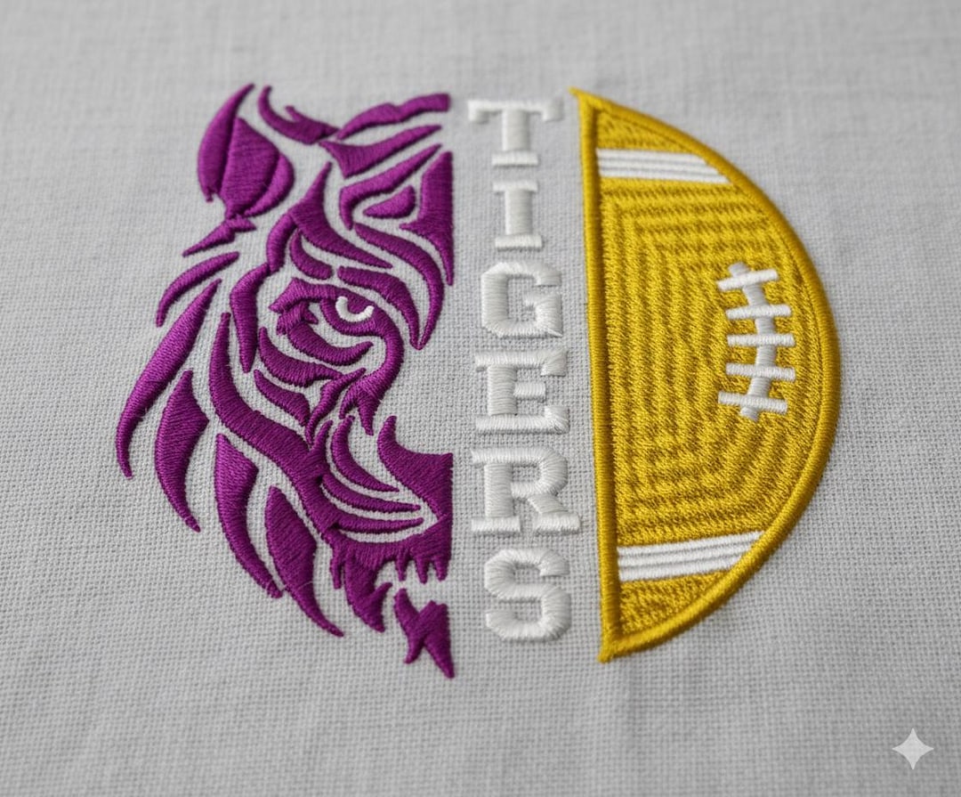 Tigers Embroidery Design: LSU Purple Tiger, Football (digital File) - Etsy