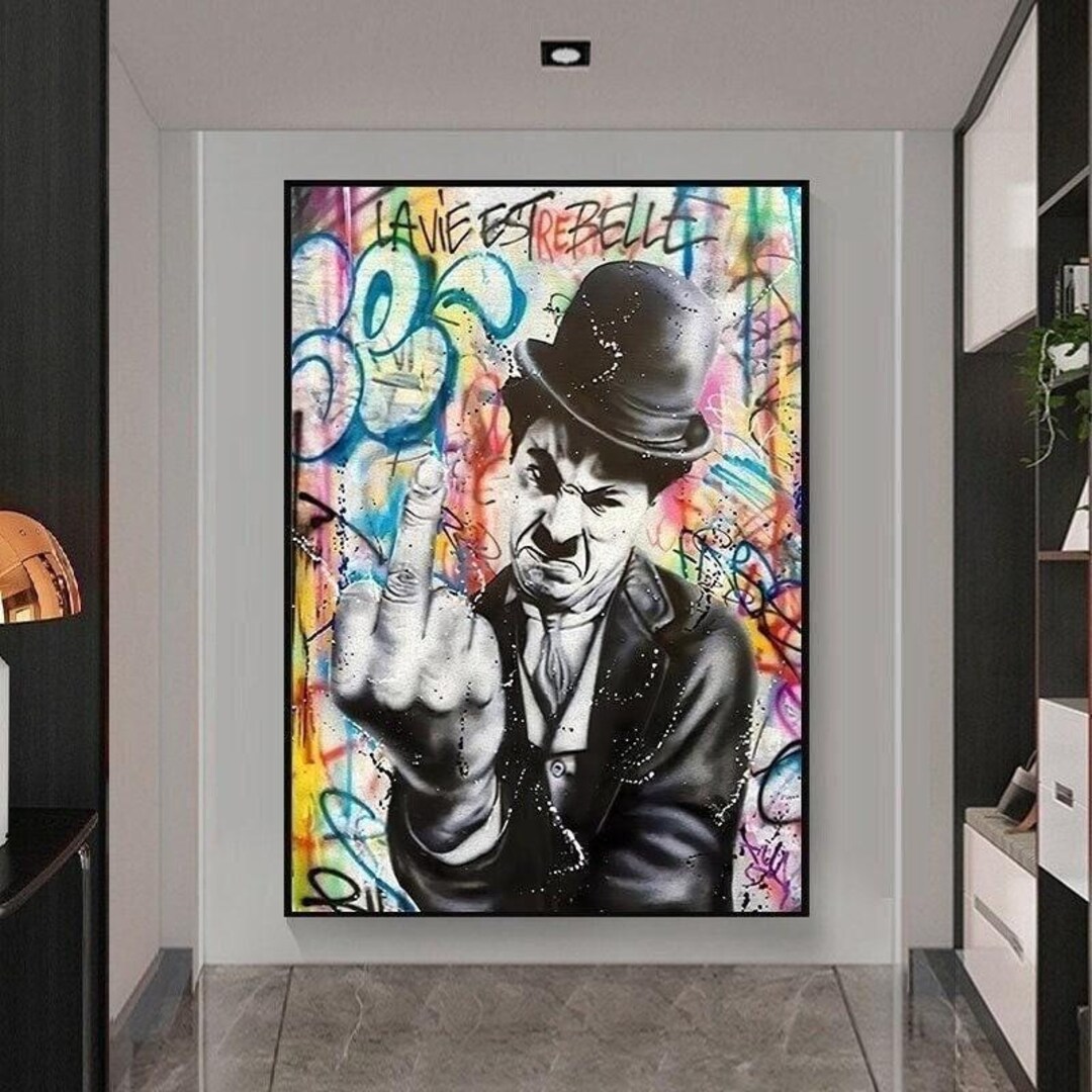 Banksy Charlie Chaplin Canvas | Graffiti Modern Pop Art | Poster ...