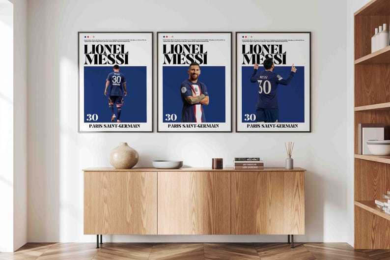 Lionel Messi Poster, PSG, Sports Poster, Soccer Gifts, Football Player ...
