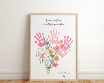 Handprint Flower Bouquet Art Print, DIY Keepsake Gift (PDF) - Etsy