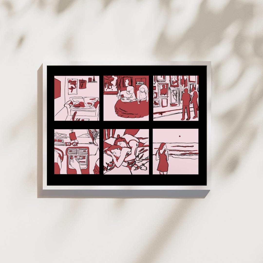 Love Sequence | Living Room & Bedroom Print | Pink and Red Color Scheme ...
