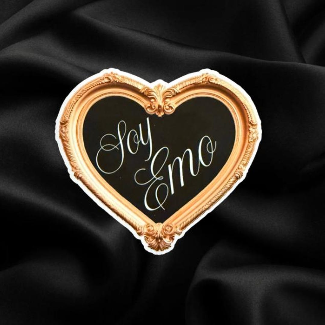 Soy Emo- Heart Shaped Gold Frame Emo Sticker for Water Bottle, Journal ...