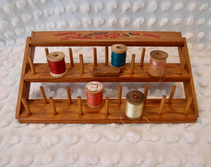 Vintage 1930's Folding Wooden Thread Spool Rack - Etsy