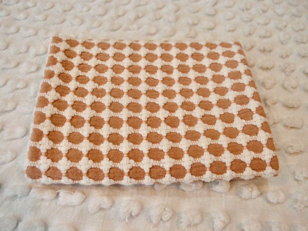 Vintage Chenille Bedspread Fabric, Lady Galt Woven "copper & White" 24 ...