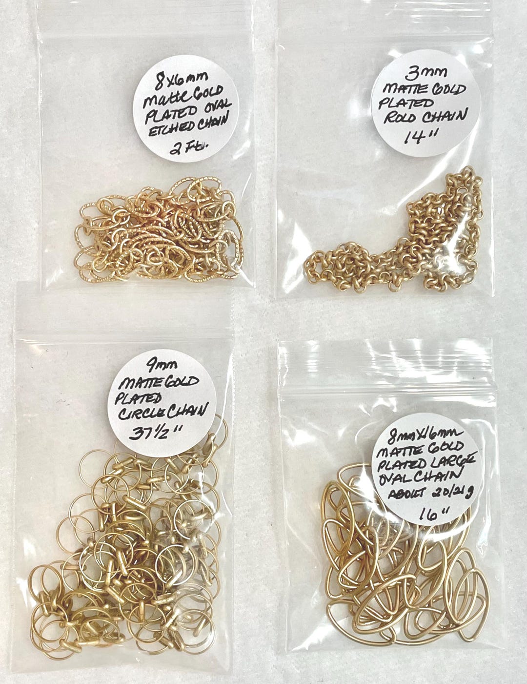 Hamilton Gold - Matte Gold Filled Jewelry Chain, Four Different Shapes ...