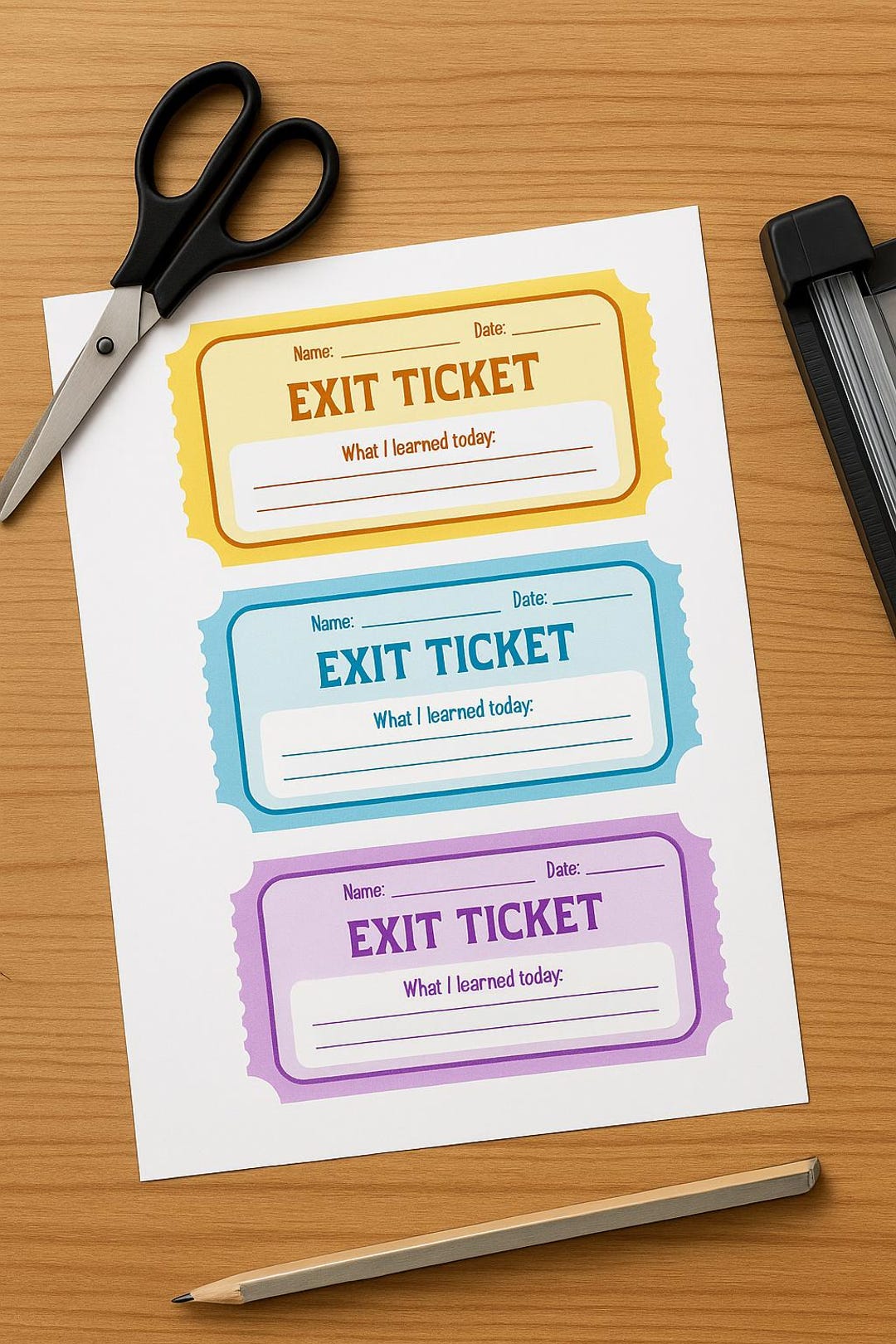 Printable Exit Ticket Template Bundle 3 Color Classroom Assessment