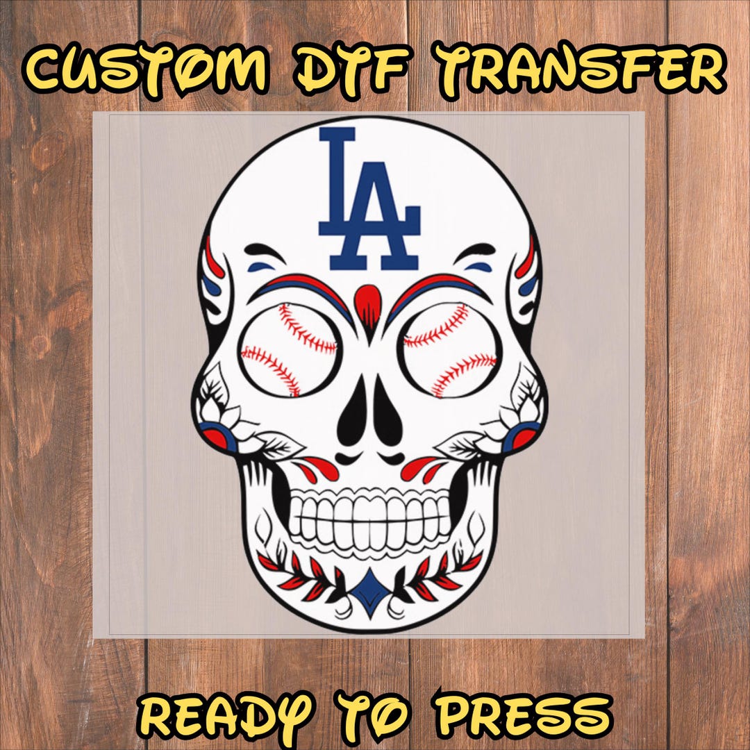 LA Dodgers Sugar Skull DTF Transfer, Chicano Style DTF, Ready to Press ...