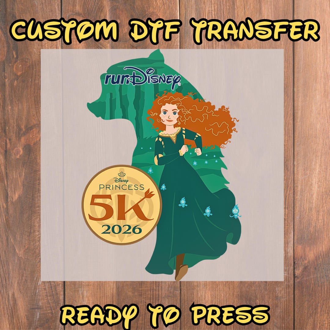 Rundisney Princess 5K 2026, Merida DTF Transfer, Ready to Press ...