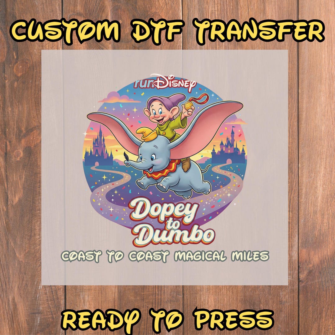 Dopey Dumbo Rundisney DTF Transfer, Coast to Coast 2026 - Etsy