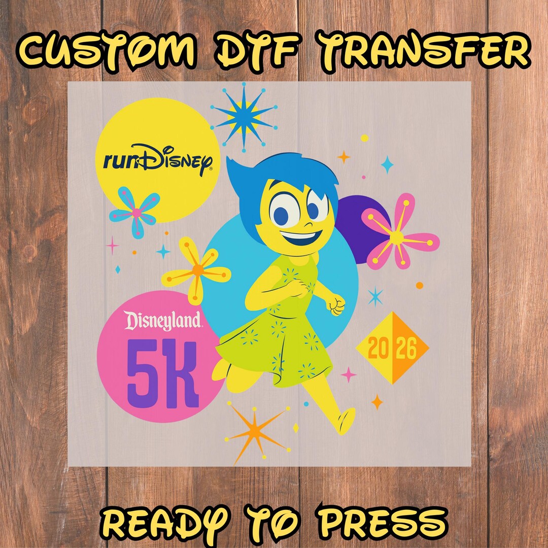 Rundisney Disneyland 5K 2026, Joy DTF Transfer, Ready to Press, Running ...
