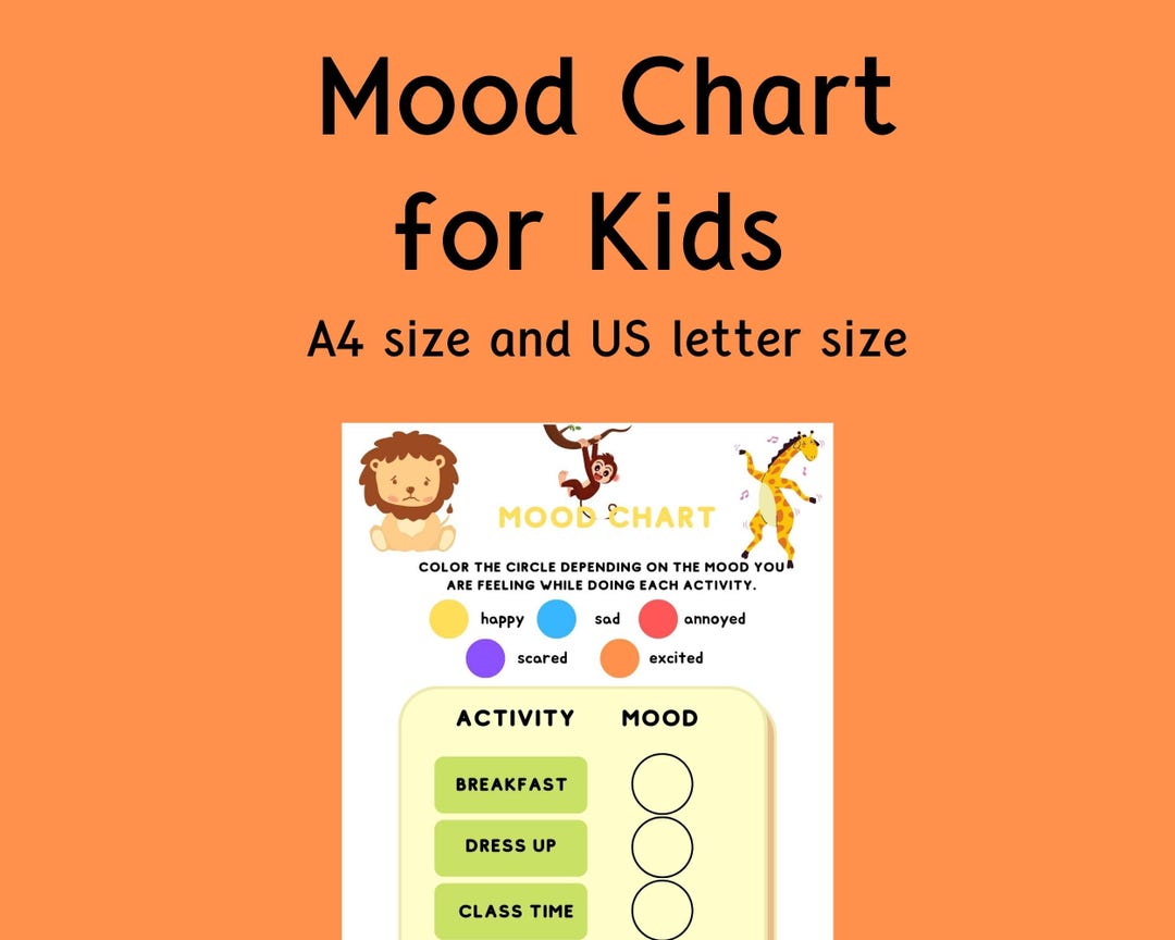 Mood Chart for Kids, Printable Mood Chart, Digital Mood Chart for Kids ...