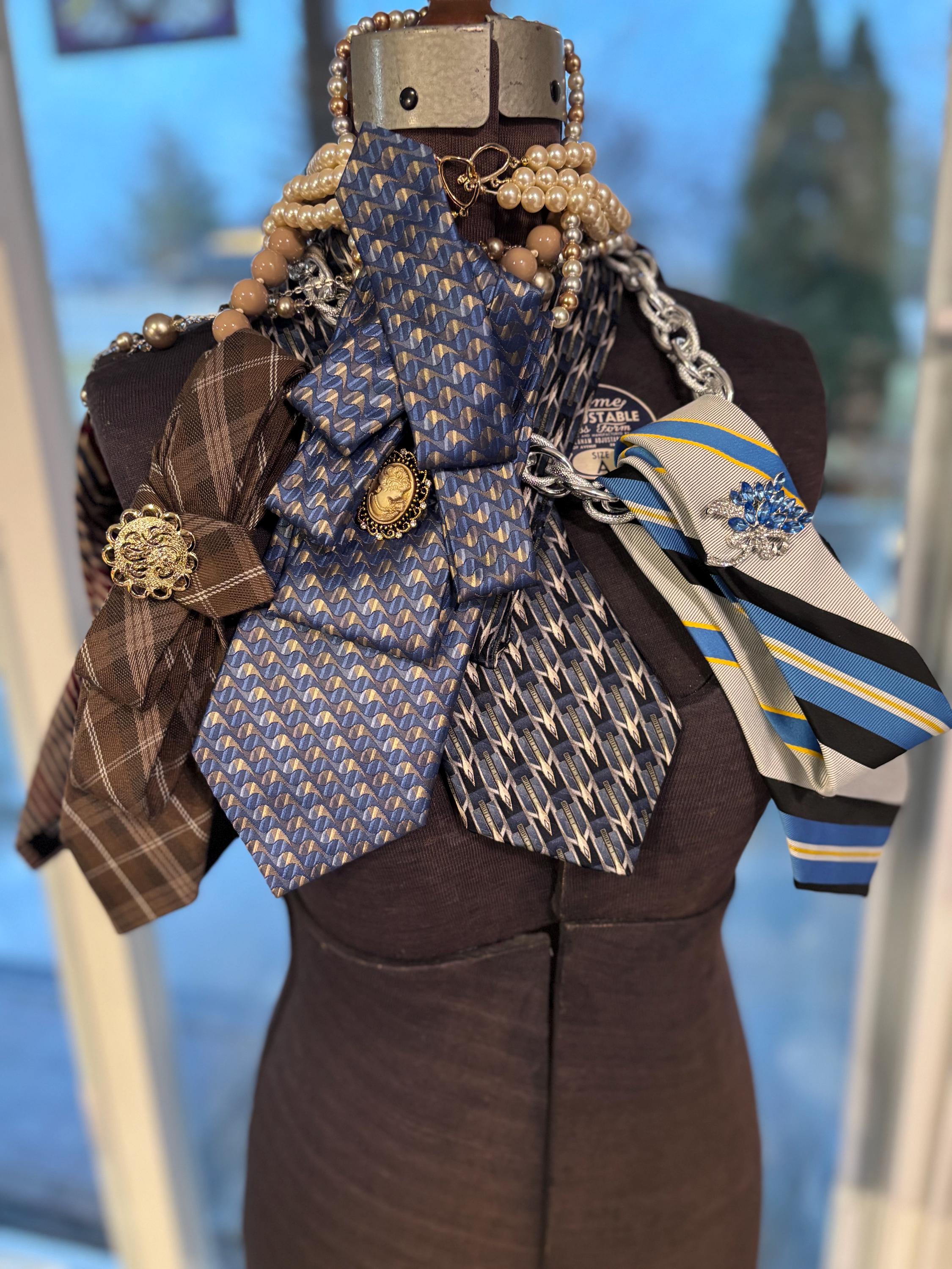 Vintage Necktie/ Brooch Necklaces - Etsy