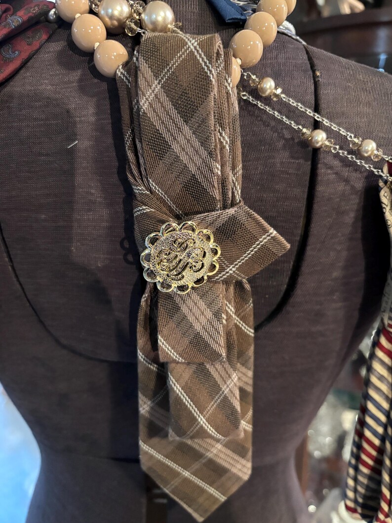 Vintage Necktie/ Brooch Necklaces - Etsy