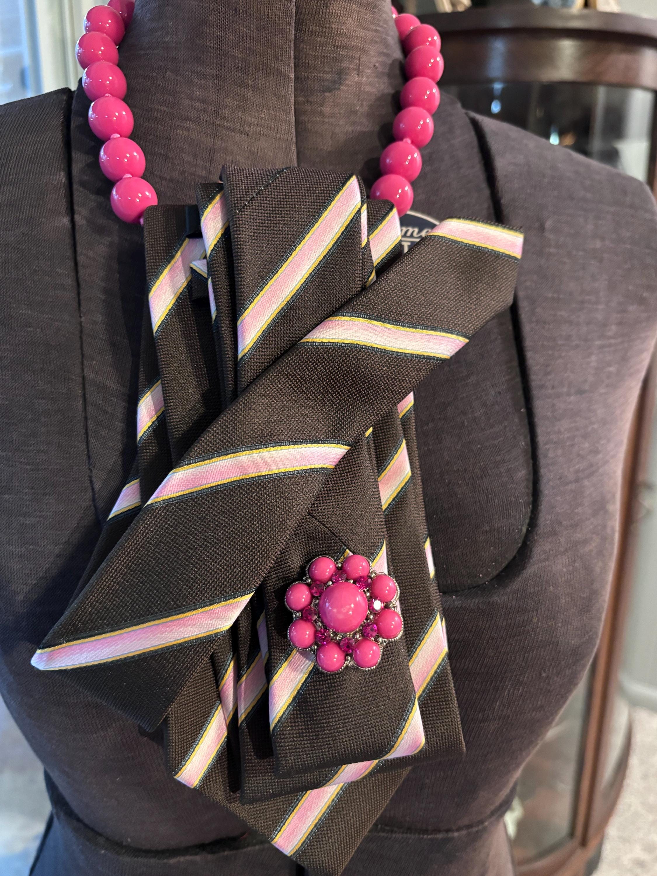 Vintage Necktie/ Brooch Necklaces - Etsy