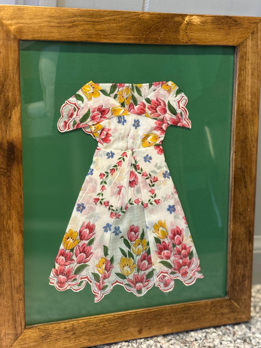 Framed Vintage Folded Handkerchief - Etsy