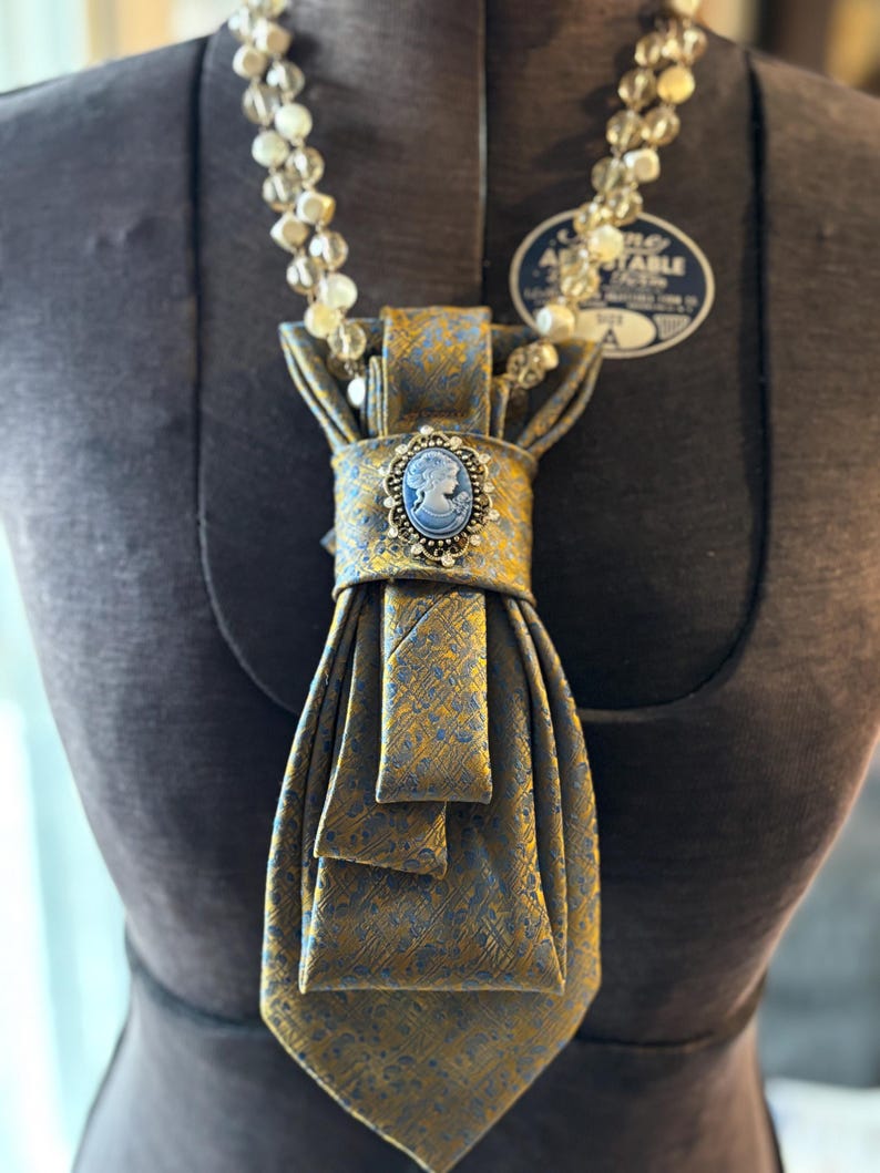 Vintage Necktie/ Brooch Necklaces - Etsy