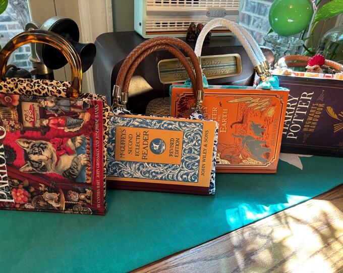 Vintage Book Handbag: Fabric Lined With Wood Handle - Etsy