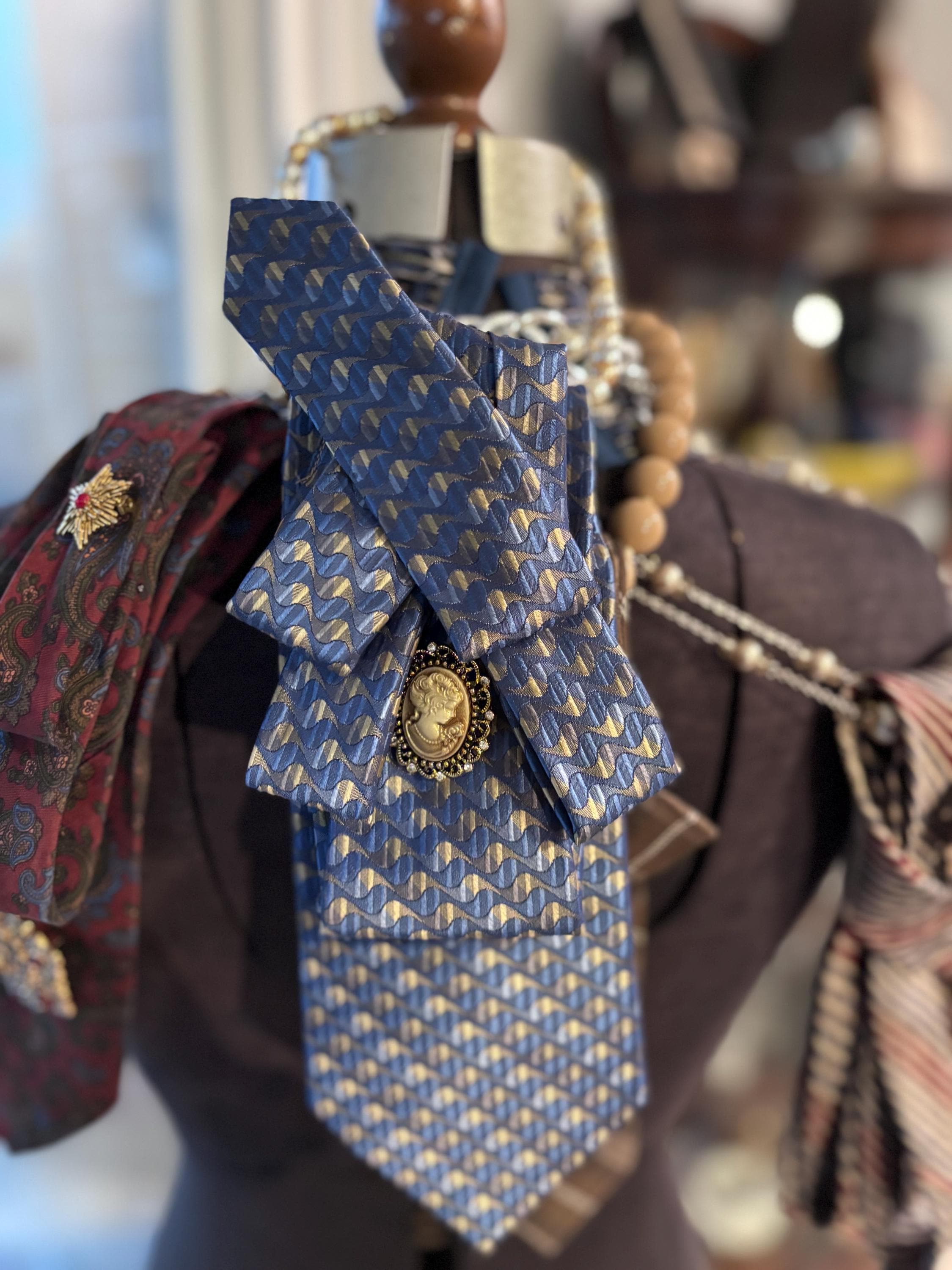 Vintage Necktie/ Brooch Necklaces - Etsy