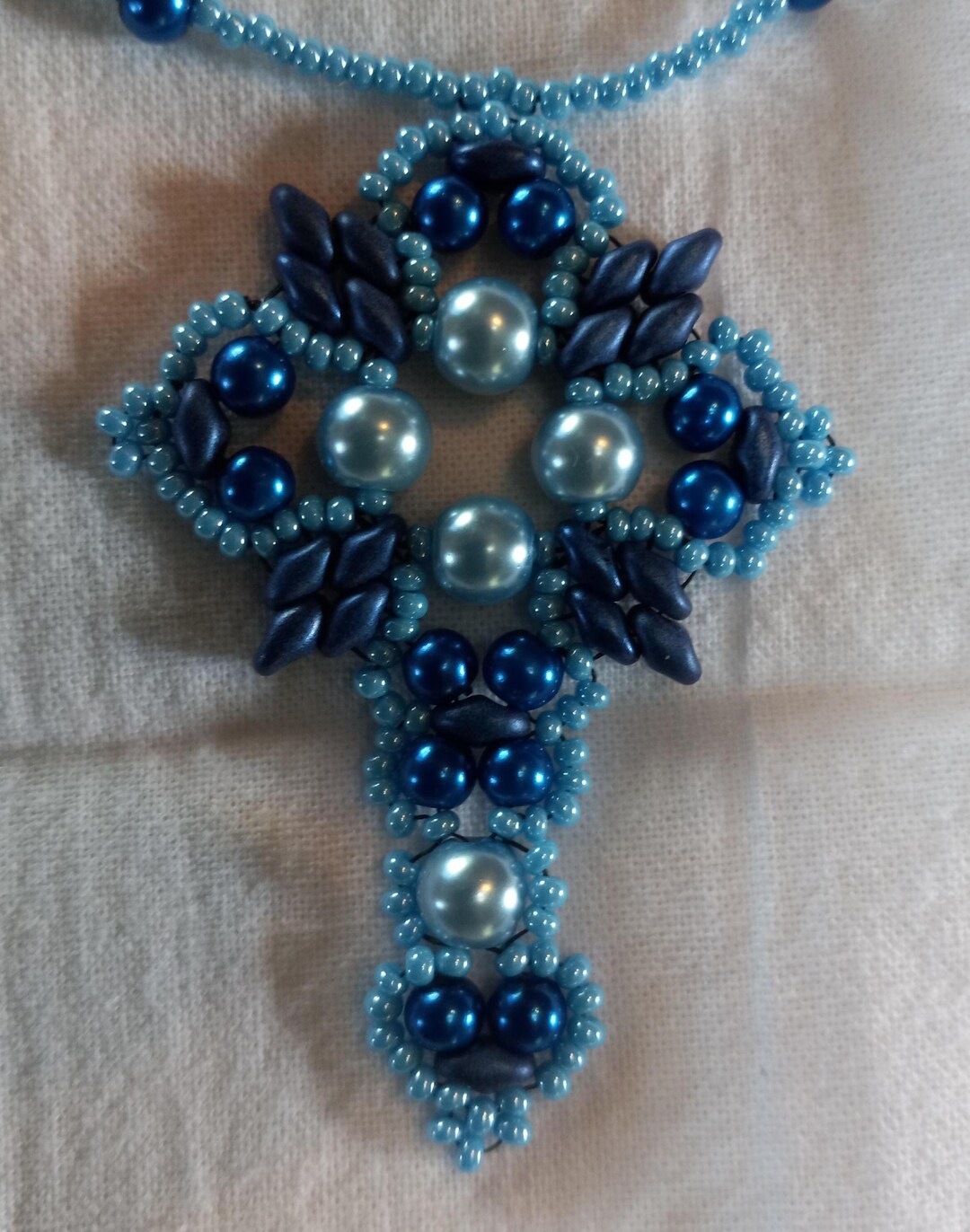 Hand Beaded Cross-shaped Necklace - Etsy
