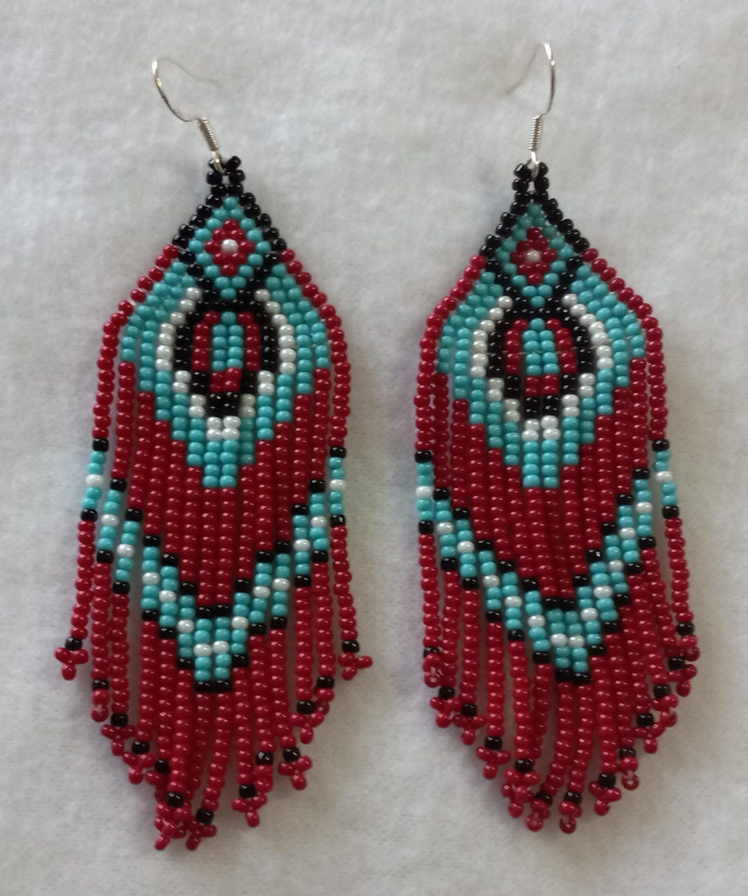 Hand Beaded Native Dangle Earrings - Etsy