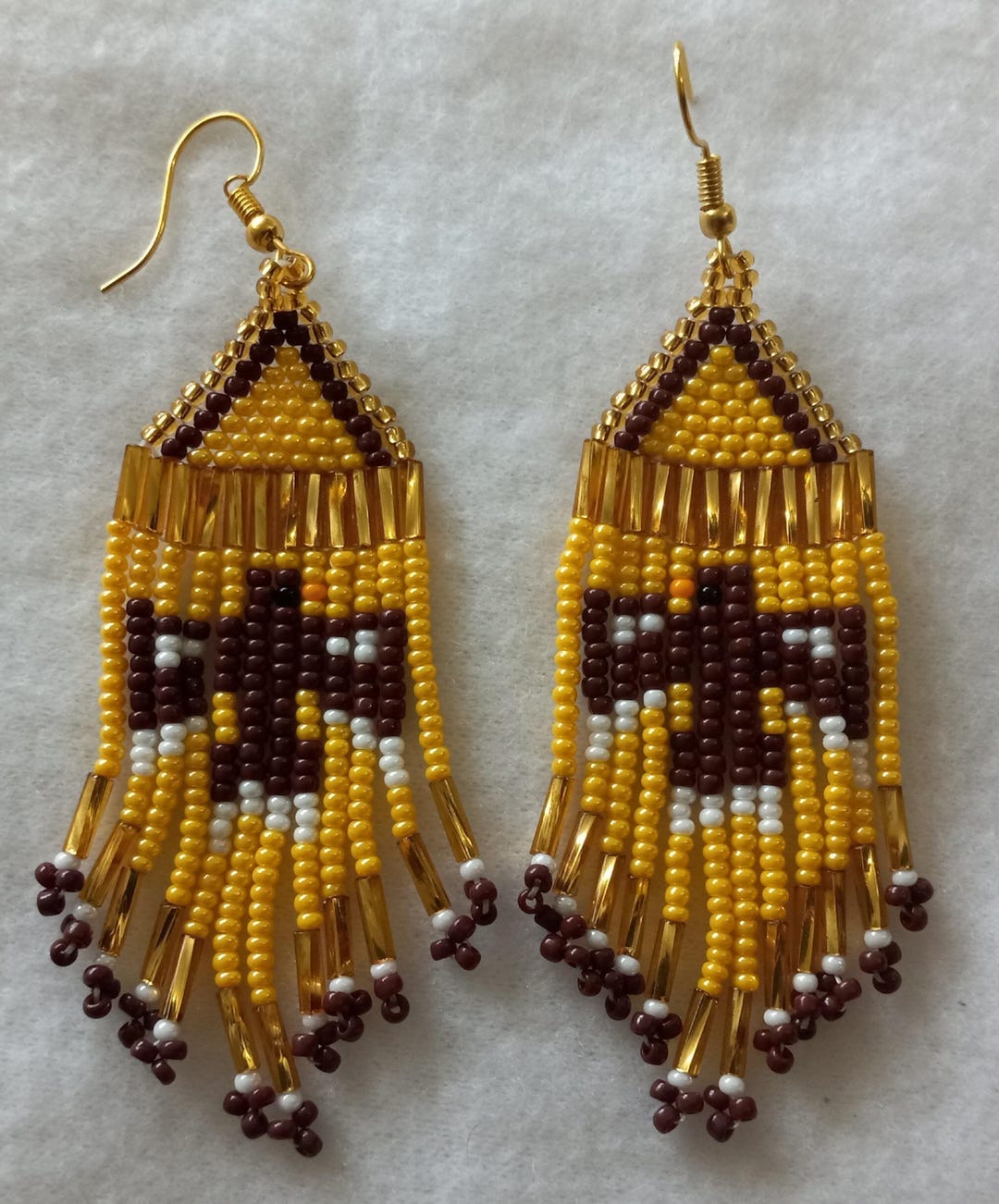 Hand Beaded Native Earrings With Eagle Design - Etsy