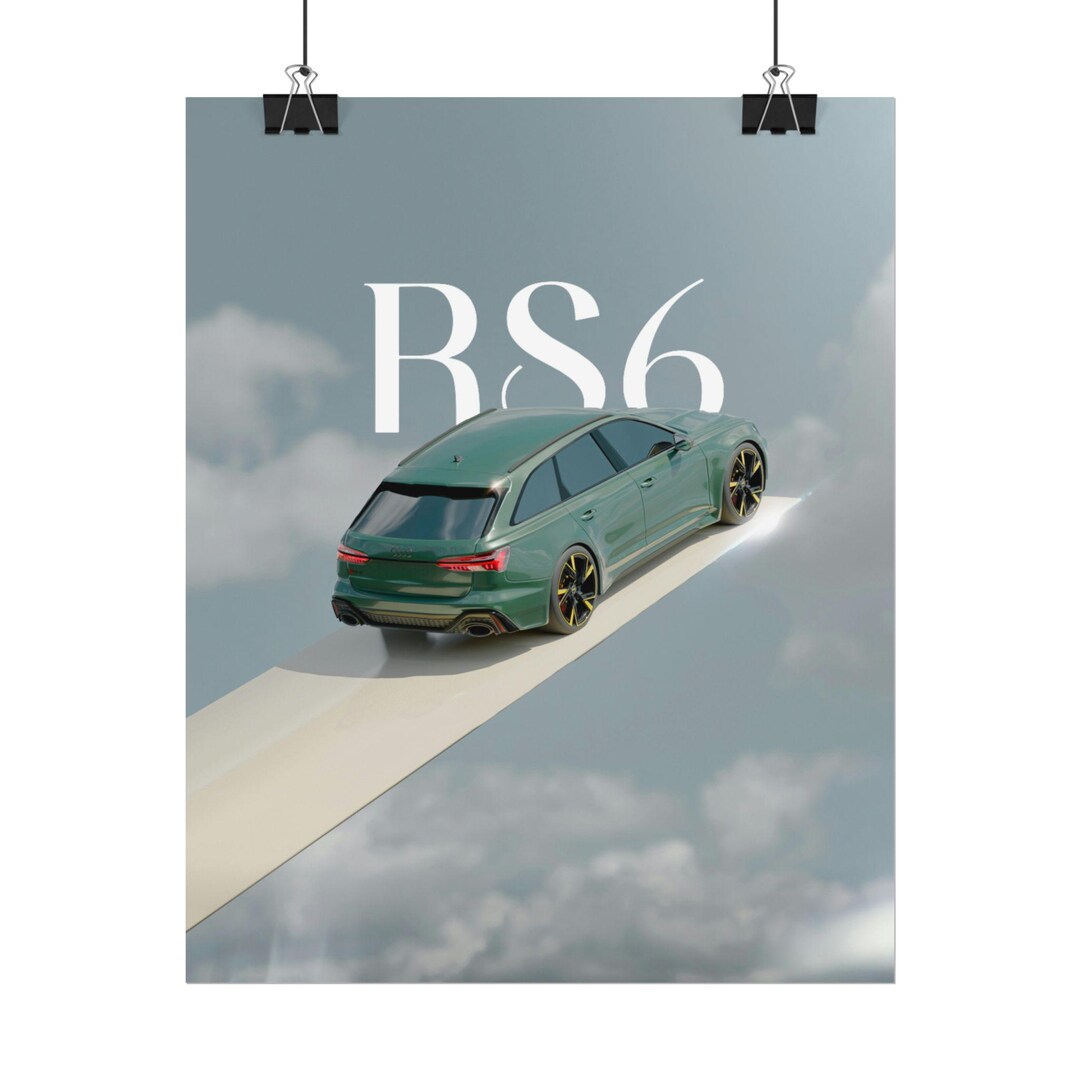 Rolled Posters, Audi RS6 Green Variant V8 Car in Heaven Poster for Real ...