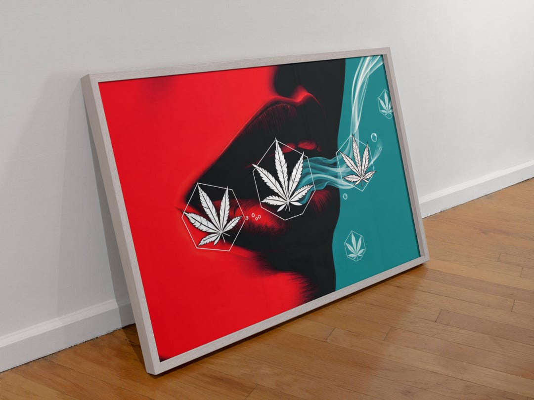 Kush Kiss Rolled Posters, Cannabis Art Print, Bold Modern Stoner Decor ...