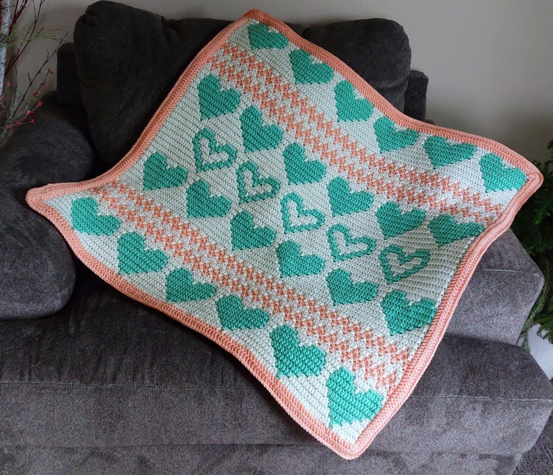 Mosaic Crochet Baby Blanket Pattern: Forever My Love (digital PDF ...
