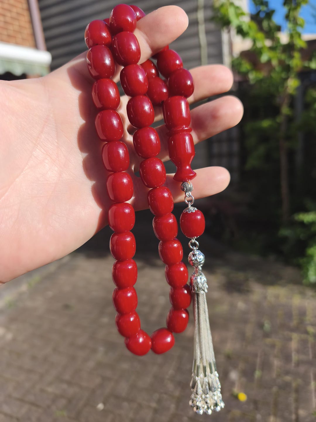 Old Bakelite German Formula Red Amber Beads, Tesbih, Tasbih, Misbaha ...