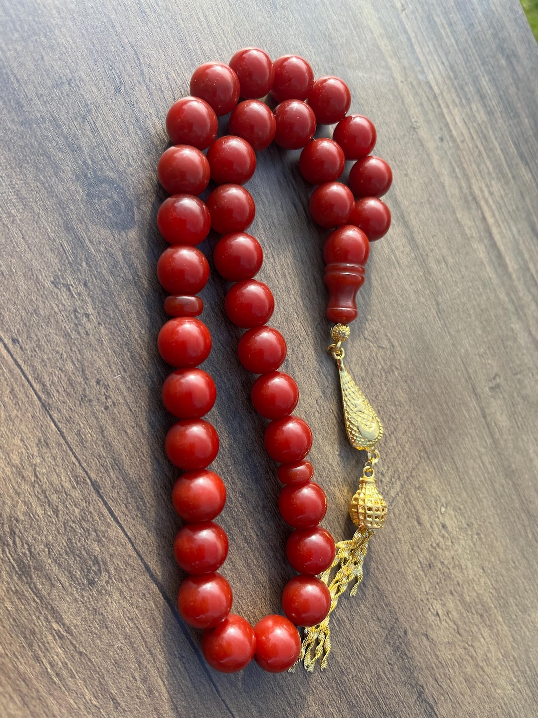 Old Bakelite Red Amber Beads, Tesbih, Tasbih, Misbaha, Tasbeeh, Prayer ...