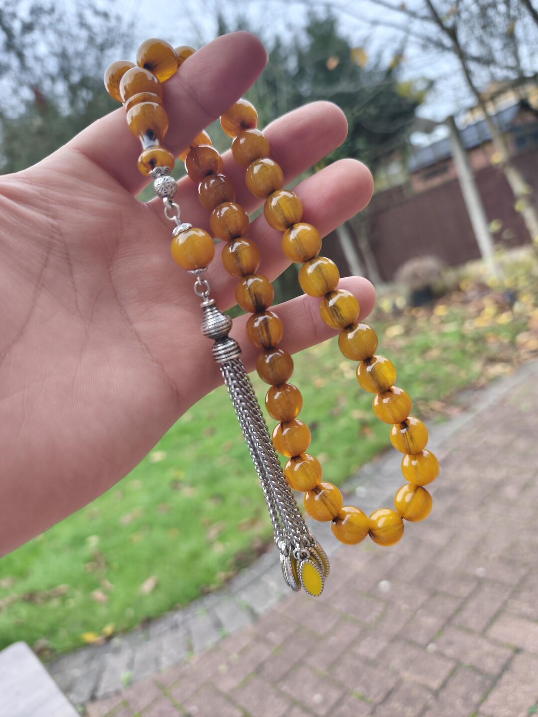 Marble Orange Bakelite Hand Made Beads,tesbih,tasbih, Misbaha, Tasbeeh ...