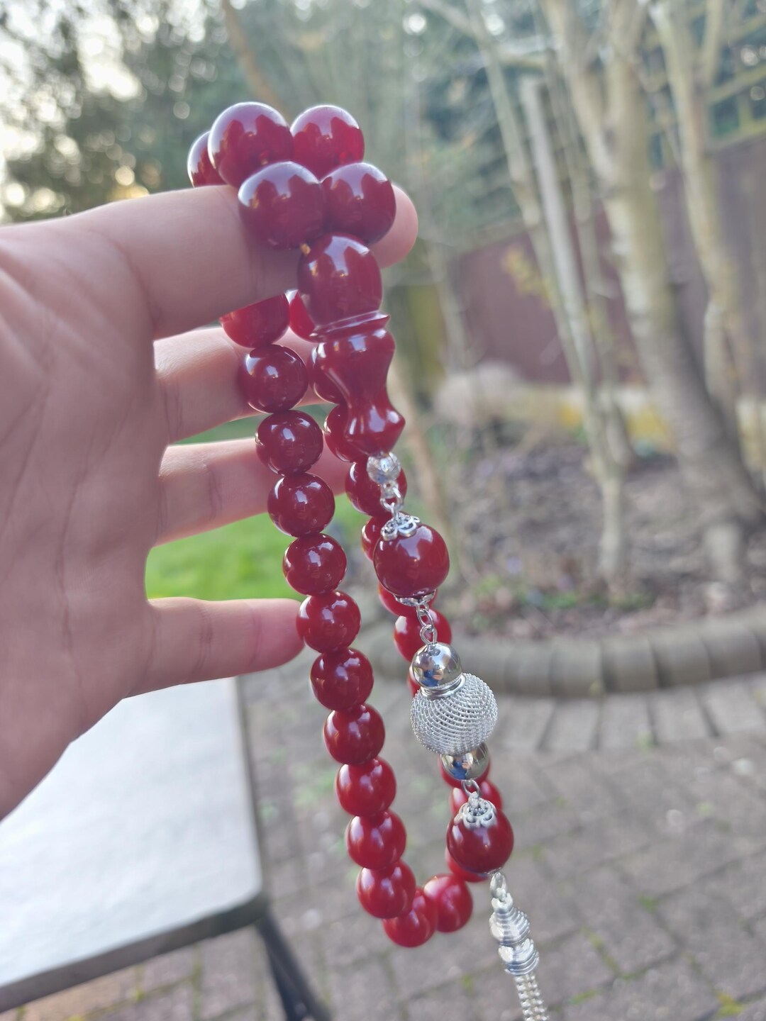 Old Red Bakelite German Formula Cherry Amber Tesbih, Tasbih, Misbaha ...