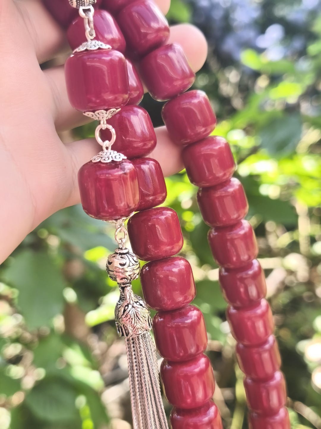 Big Old Bakelite German Formula Cherry Amber Beads, Tesbih, Tasbih ...